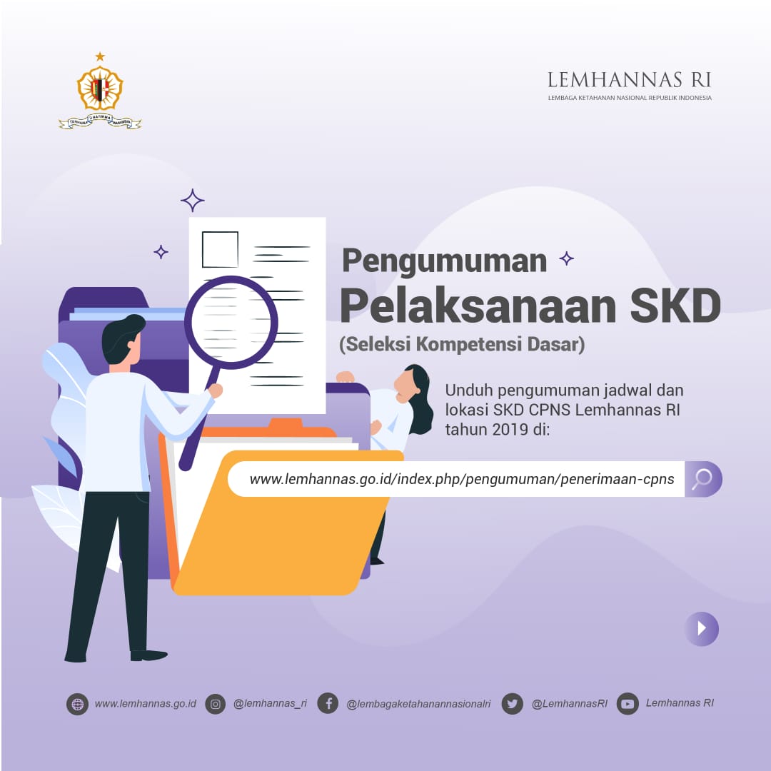 Pengumuman Jadwal Pelaksanaan Seleksi Kompetensi Dasar (SKD) CPNS Lemhannas RI Tahun Anggaran 2019